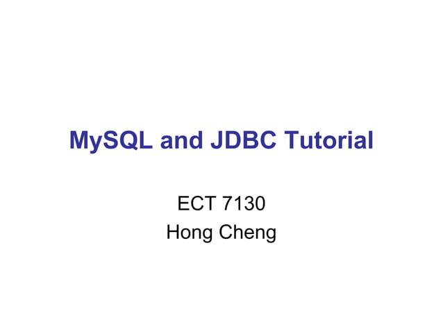 My sql and jdbc tutorial | PPT