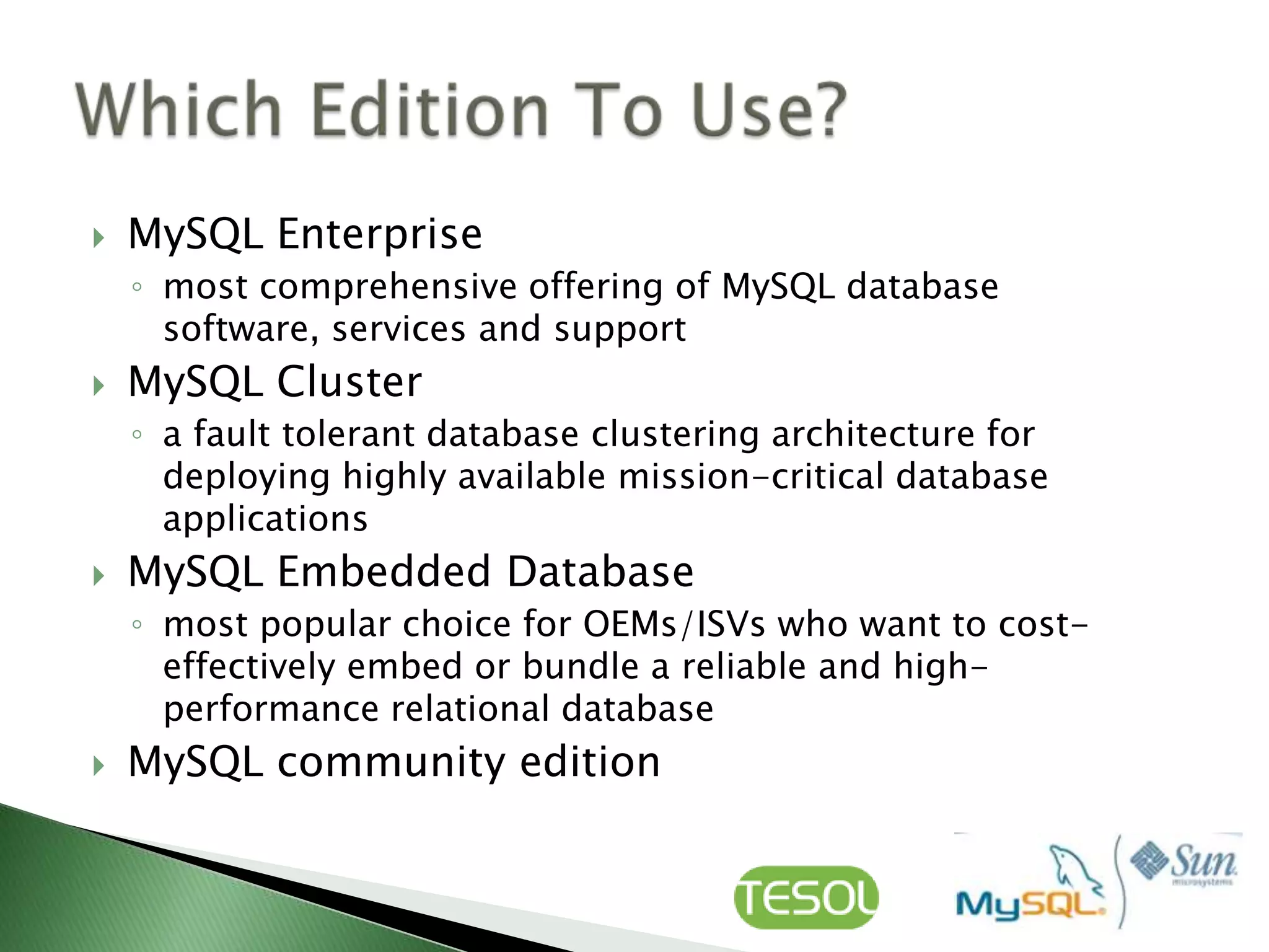 Mysql An Introduction Pptx Databases Computer Software And Applications