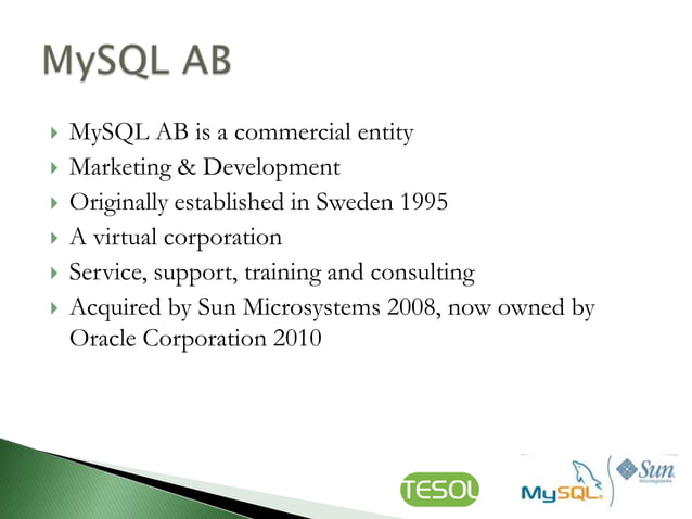 Mysql An Introduction Pptx Databases Computer Software And Applications