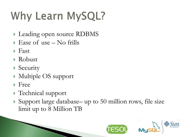 Mysql An Introduction Pptx Databases Computer Software And Applications