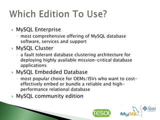 Mysql an introduction | PPTX | Databases | Computer Software and Applications
