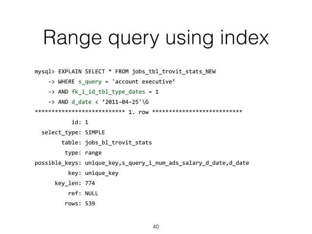 MySQL best practices at Trovit | PPT