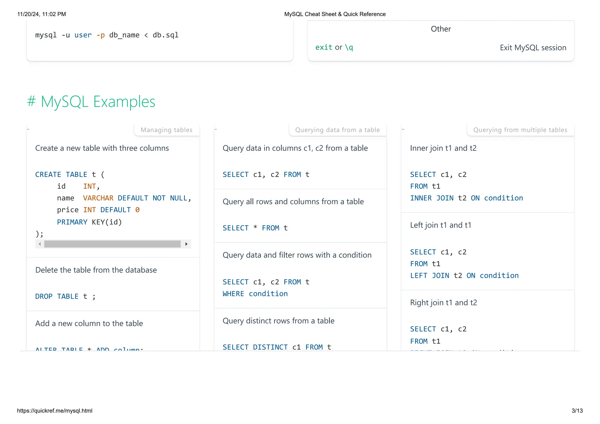 MySQL Cheat Sheet & Quick Referenece.pdf