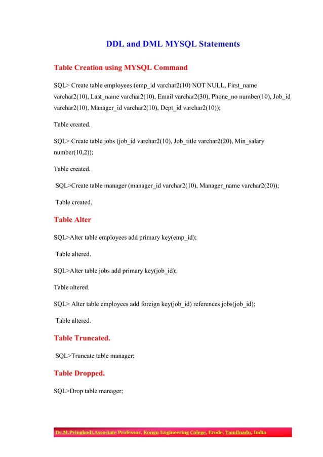 Database Manipulation with MYSQL Commands | PDF