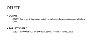 MySQL CRUD FORMAT QUERY | PPT