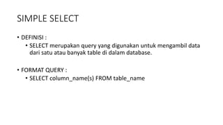 MySQL CRUD FORMAT QUERY | PPT