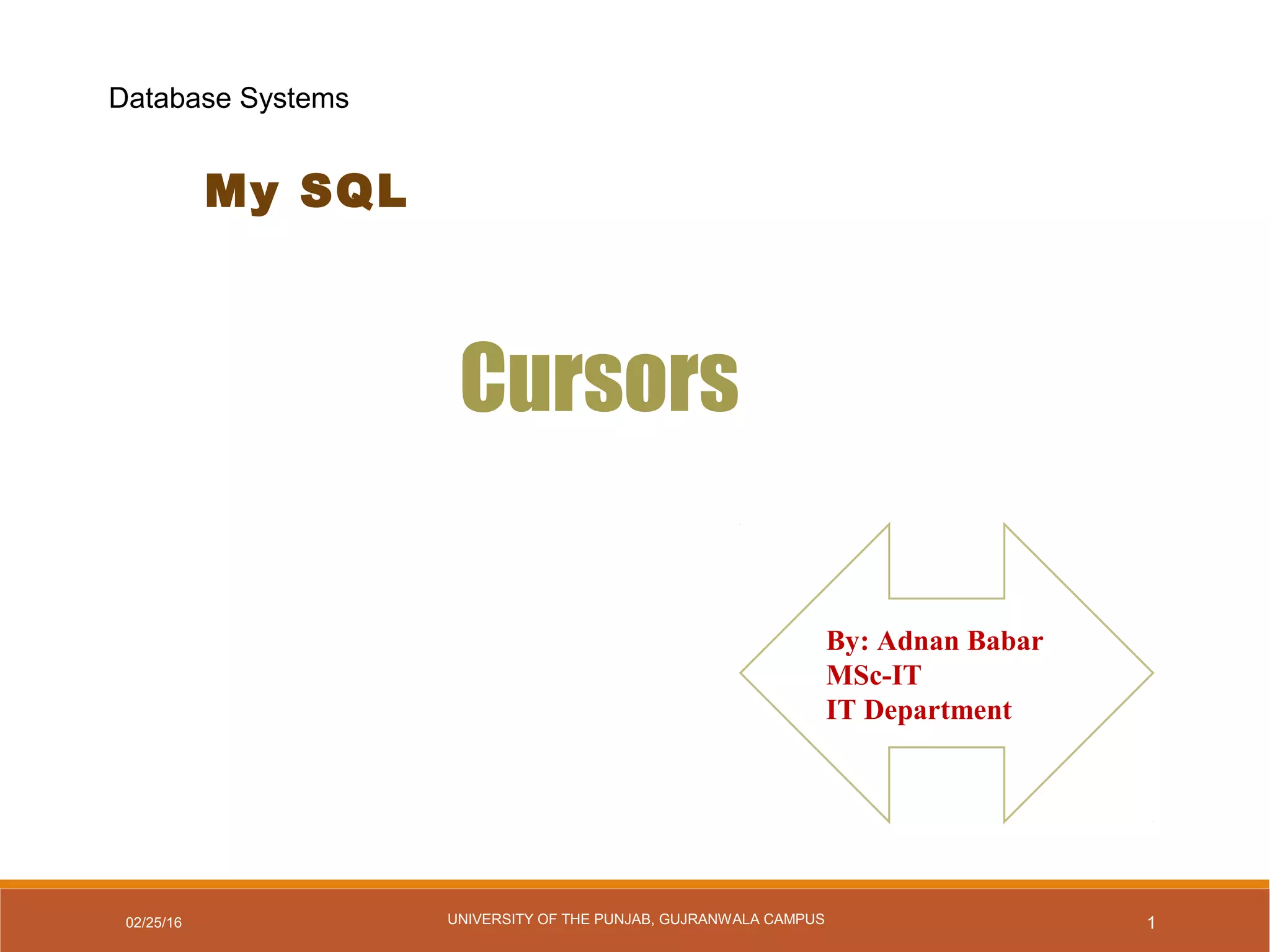 My sql cursors | PPT