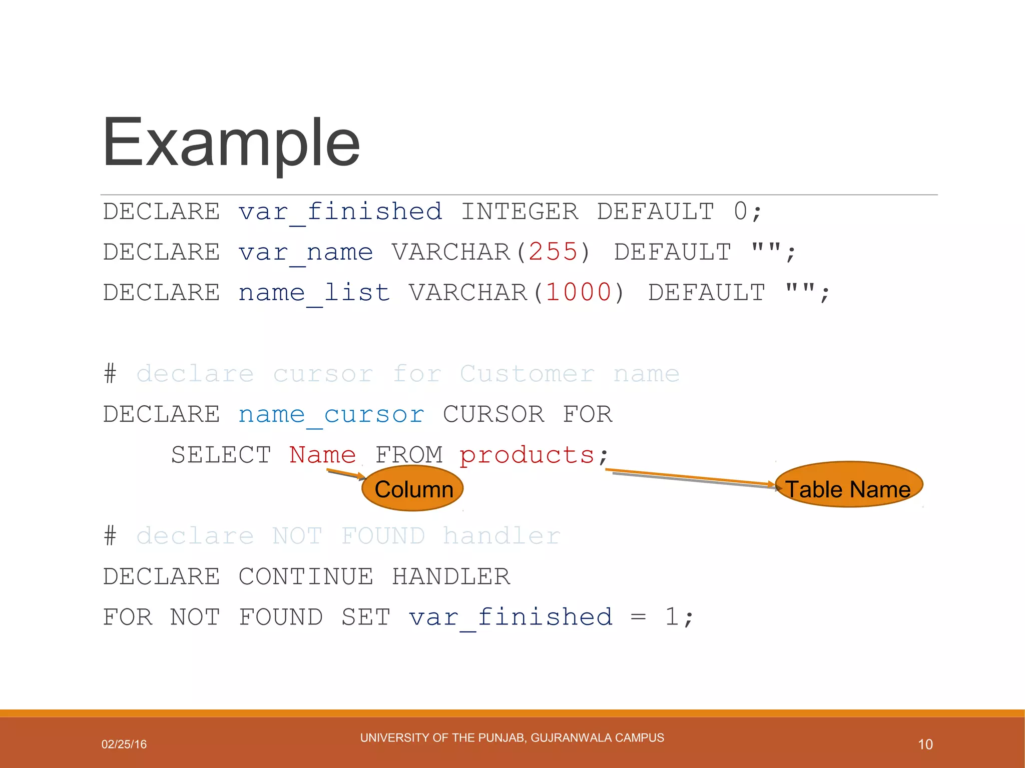 My sql cursors | PPT | Databases | Computer Software and Applications