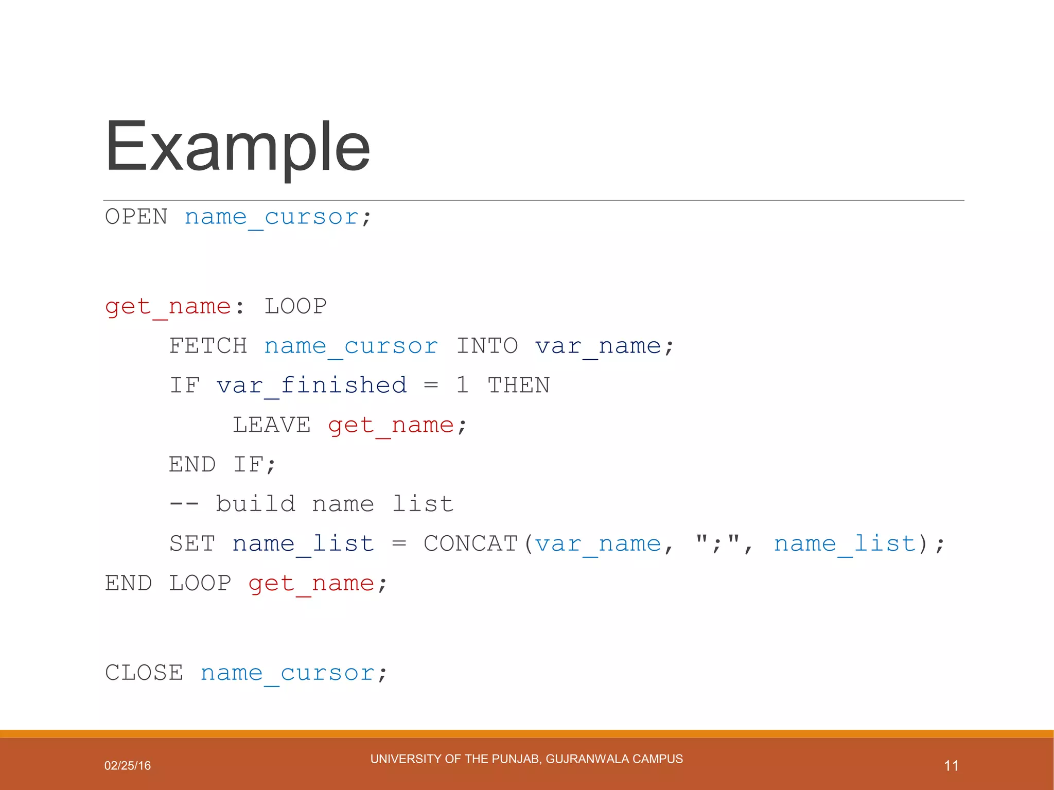 My sql cursors | PPT | Databases | Computer Software and Applications