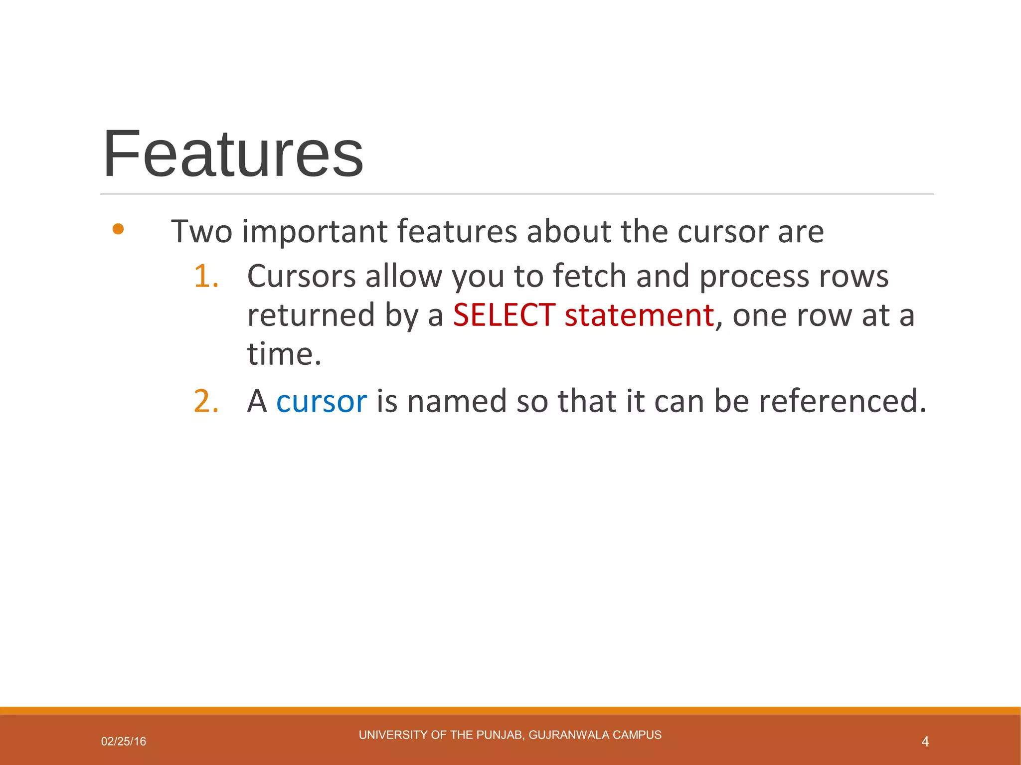 My sql cursors | PPT | Databases | Computer Software and Applications