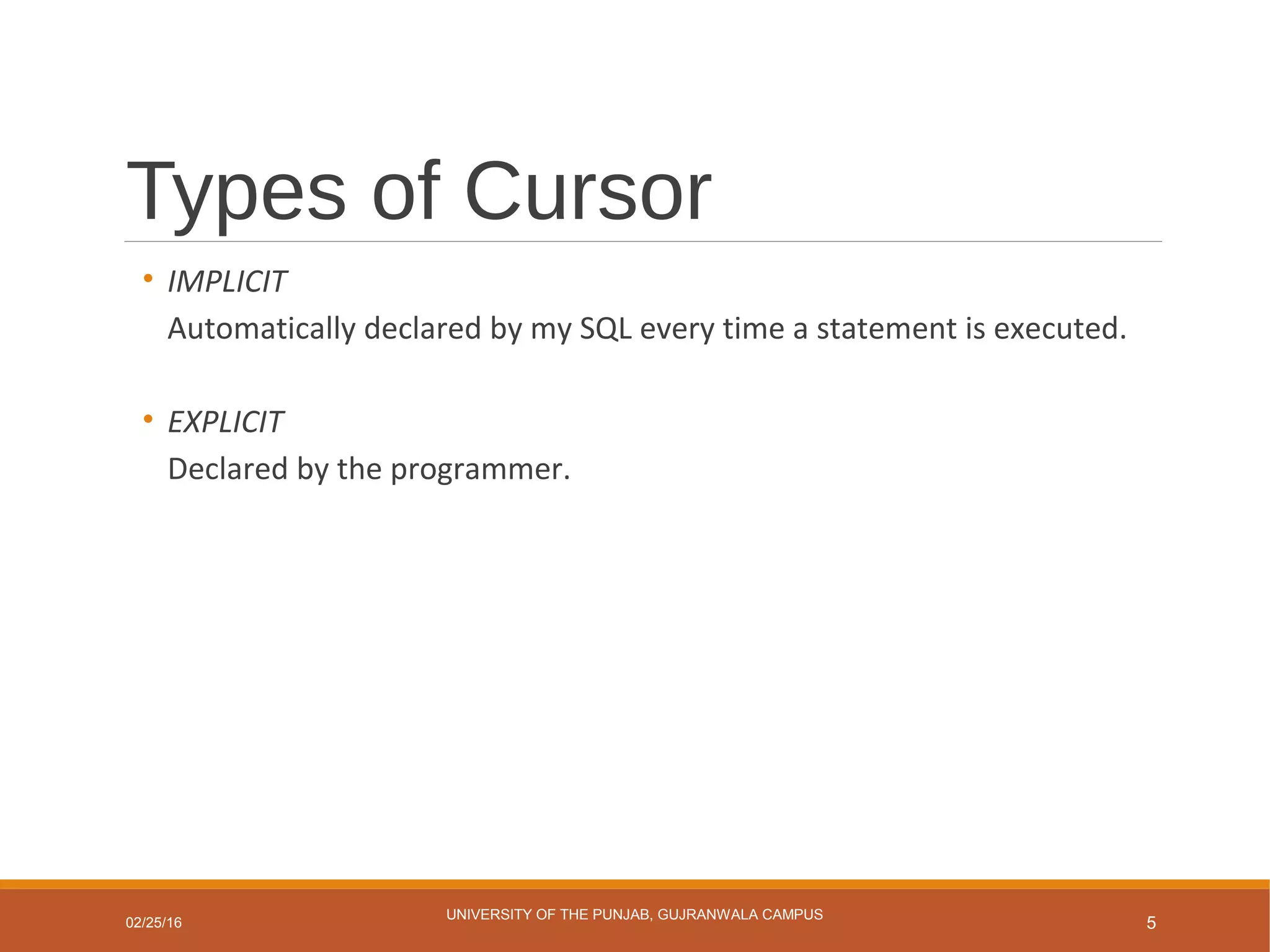 My sql cursors | PPT | Databases | Computer Software and Applications