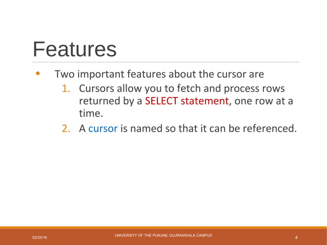 My sql cursors | PPT | Databases | Computer Software and Applications