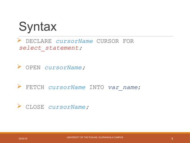 My sql cursors | PPT | Databases | Computer Software and Applications