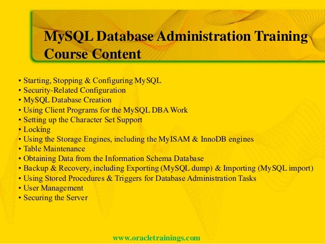 mysql database administration | mysql database administration training