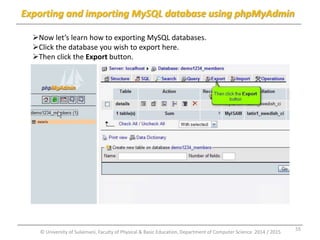 MySQL Database with phpMyAdmin | PPTX
