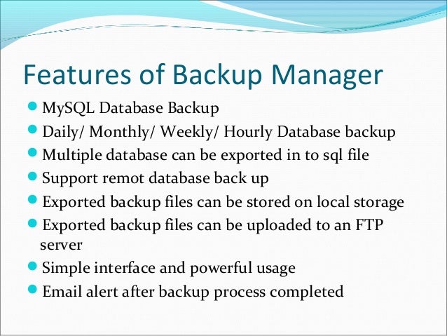 Automated MySQL database backup or export to FTP