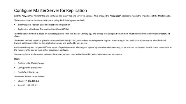 Mysql Database Replication Ppt