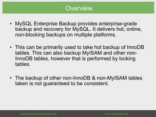 MySQL Enterprise Backup (MEB) | PDF | Databases | Computer Software and Applications