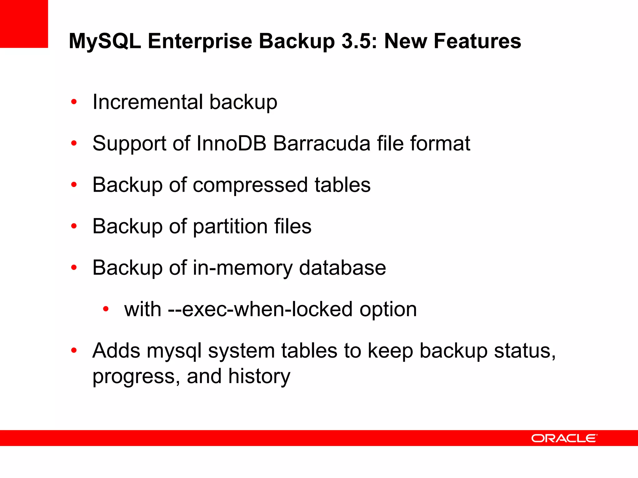 MySQL Enterprise Backup | PPT