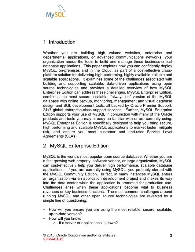 My sql enterprise_edition_wp_v38 | PDF | Databases | Computer Software ...