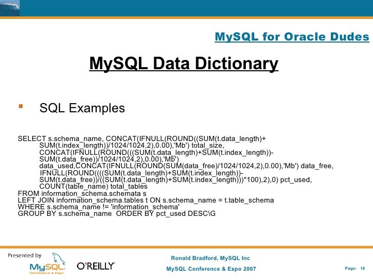 MySQL For Oracle DBA's and Developers