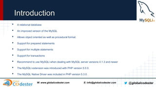 MySQLi - An Improved Extension of MySQL | PPT | Databases | Computer Software and Applications