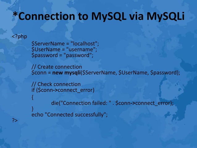 MySQLi | PPTX | Databases | Computer Software and Applications