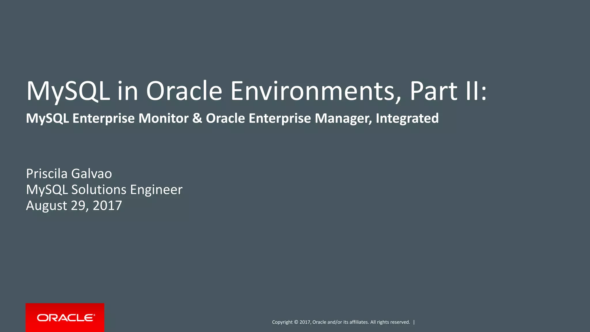 Mysql In Oracleenvironmentspart 2 Mysql Enterprise Monitor And Oracle