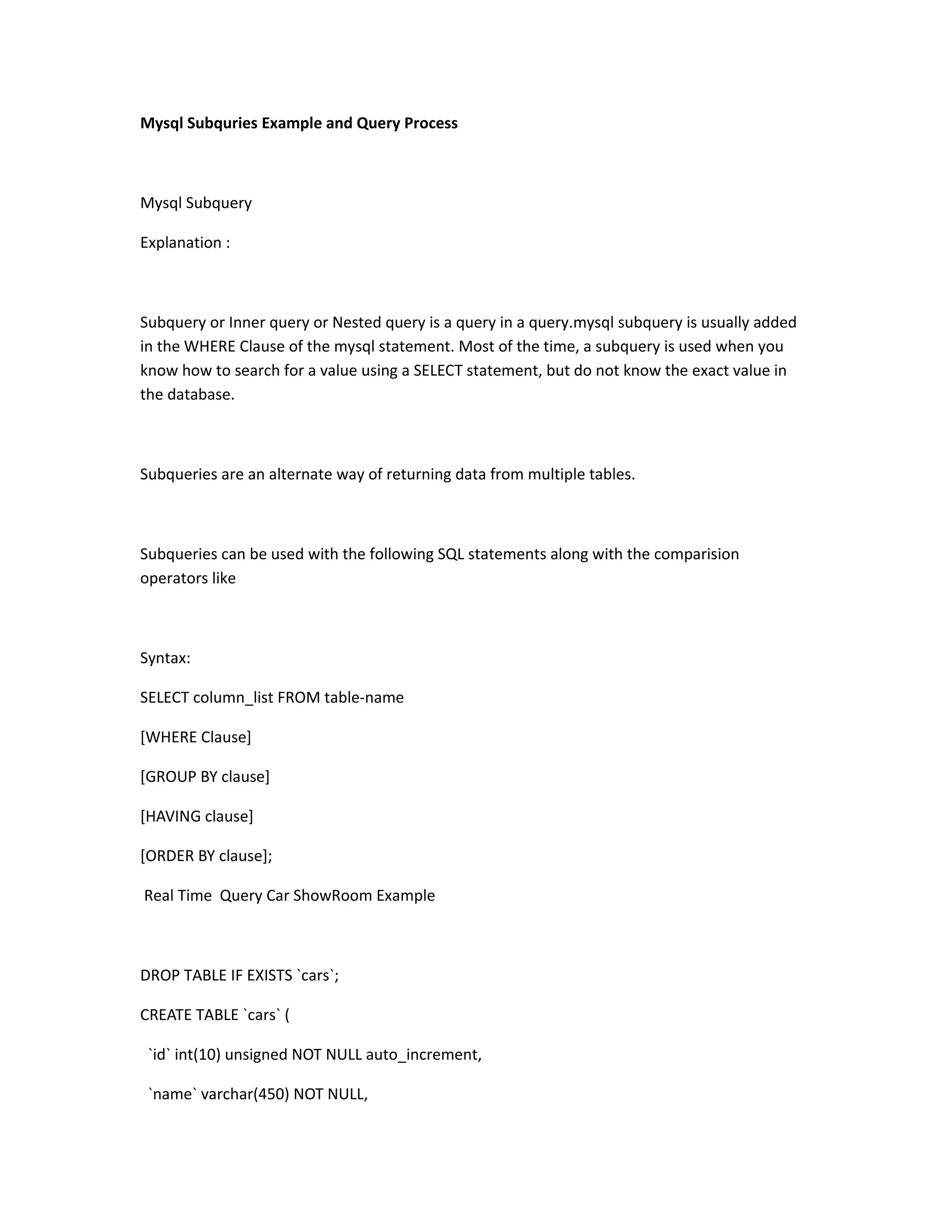 Mysql Joins Example Table And Query Process Pdf 8487