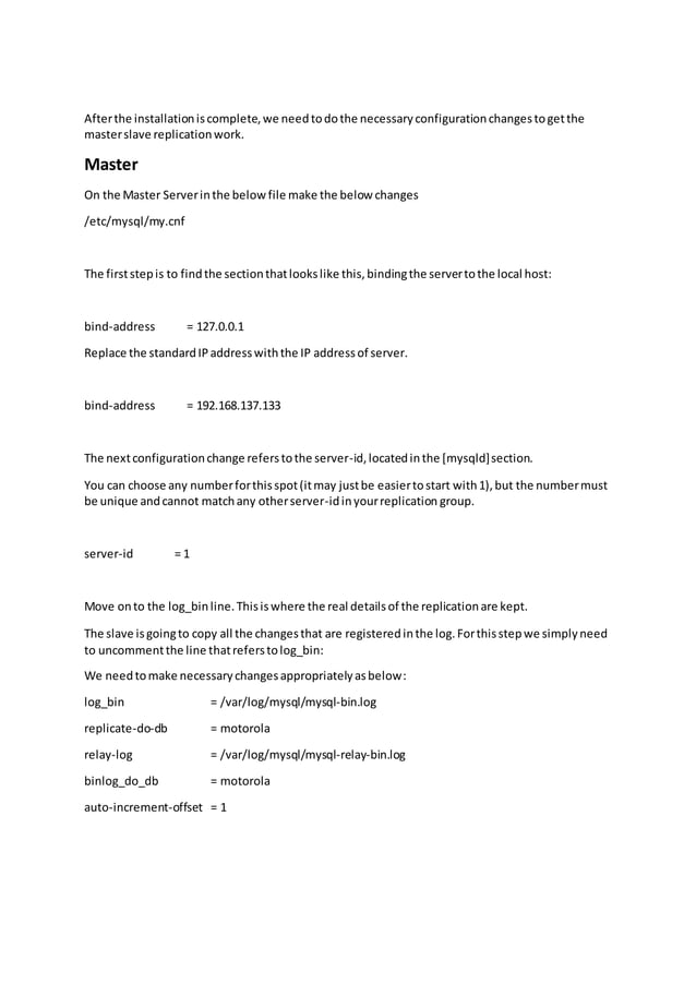 Mysql master slave setup | PDF