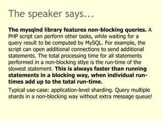 MySQL native driver for PHP (mysqlnd) - Introduction and overview, Edition 2011 | ODP