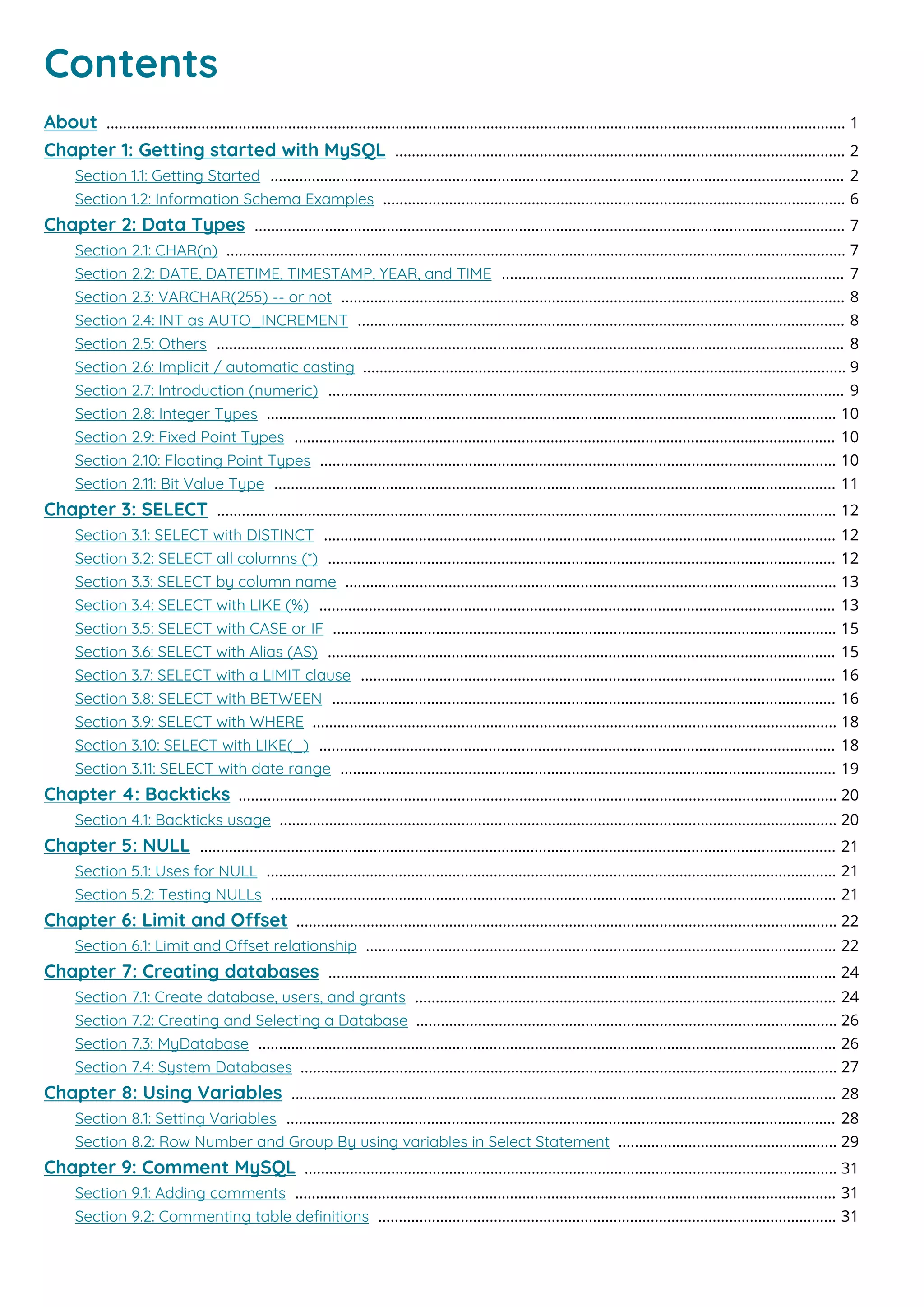 Mysql notes for professionals | PDF