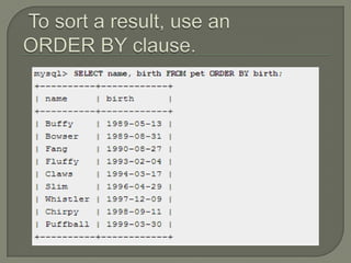 Mysql order by clause | PPTX