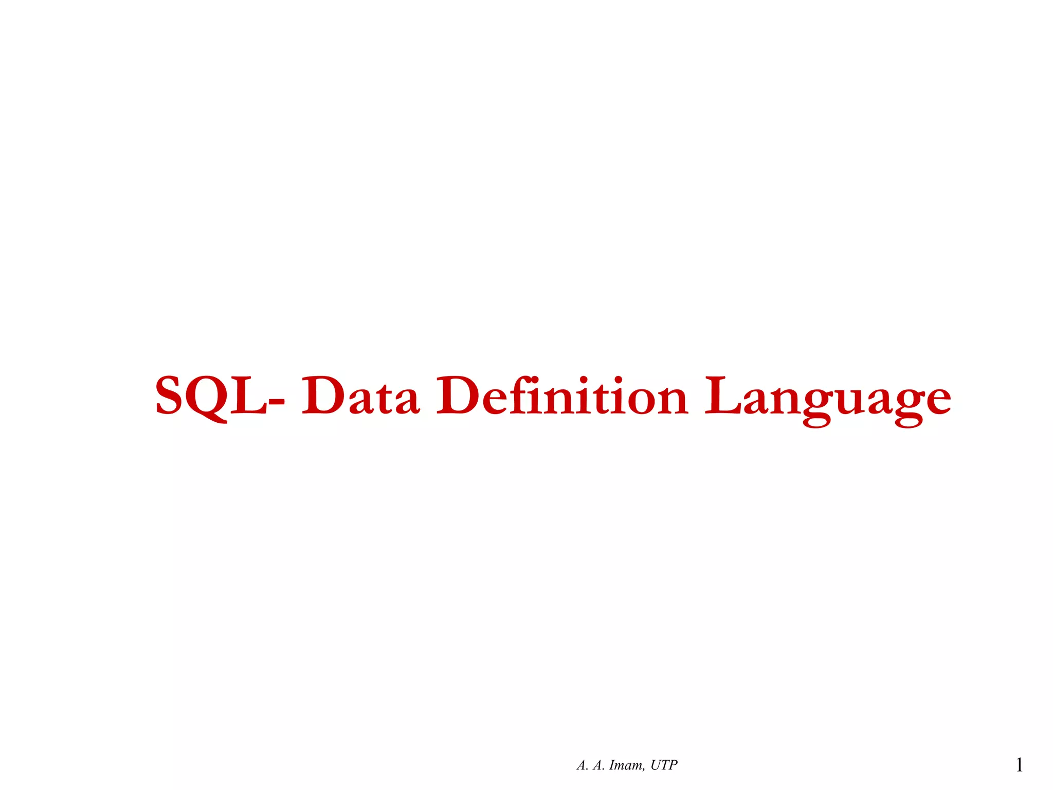 SQL - Data Definition Language | PPT SQL - Data Definition Language | PPT
