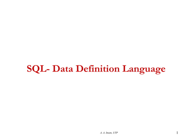 SQL - Data Definition Language | PPT SQL - Data Definition Language | PPT