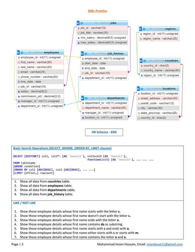 Dbms 5 Mysql Practice List Hr Schema Pdf Databases Computer