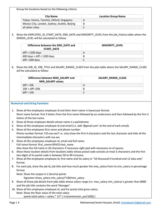 DBMS 5 | MySQL Practice List - HR Schema | PDF | Databases | Computer Software and Applications