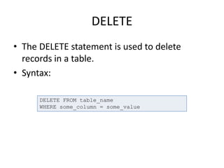 MySQL Record Operations | PPT
