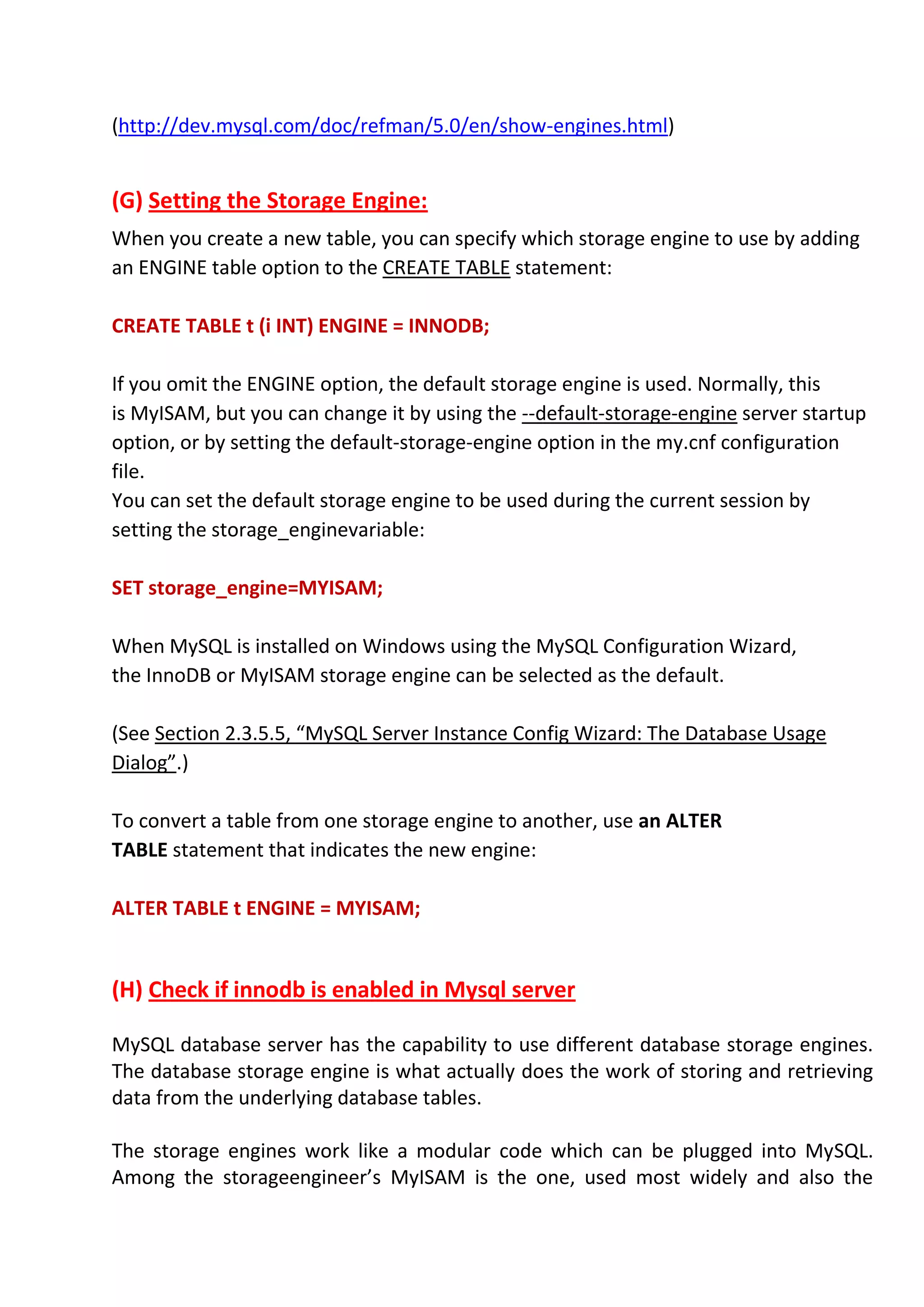 My sql storage engines | DOCX