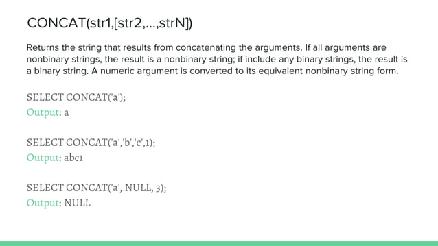 MySQL 5.7 String Functions | PPT