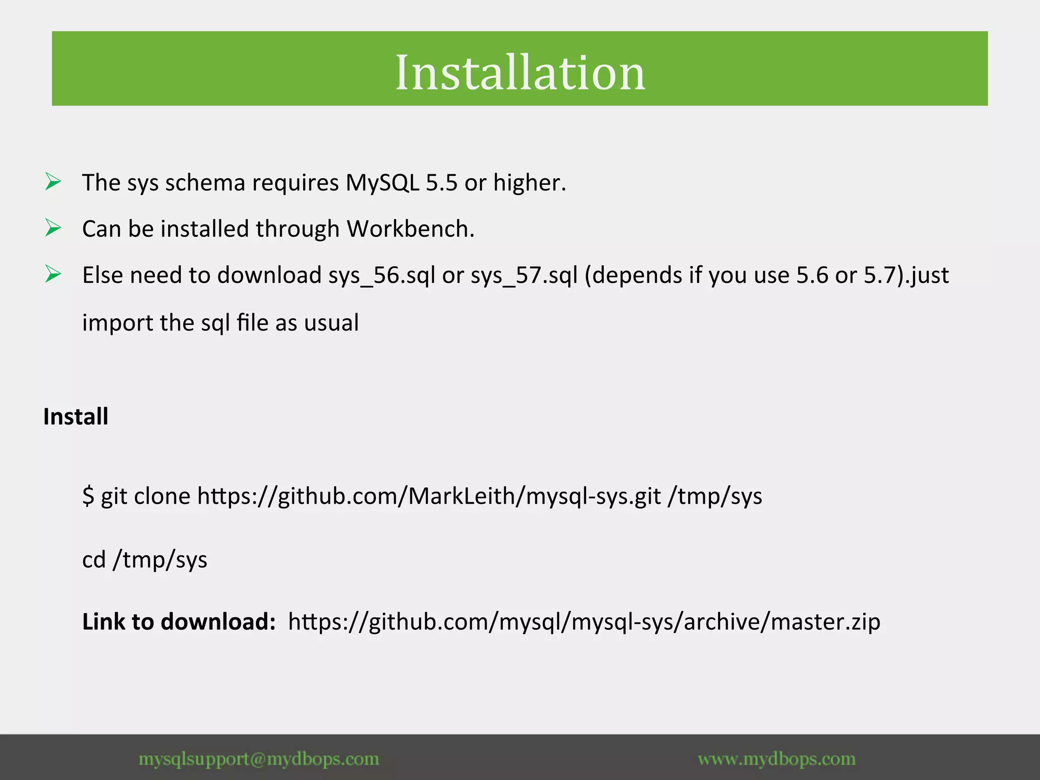 An Overview to MySQL SYS Schema | PPT