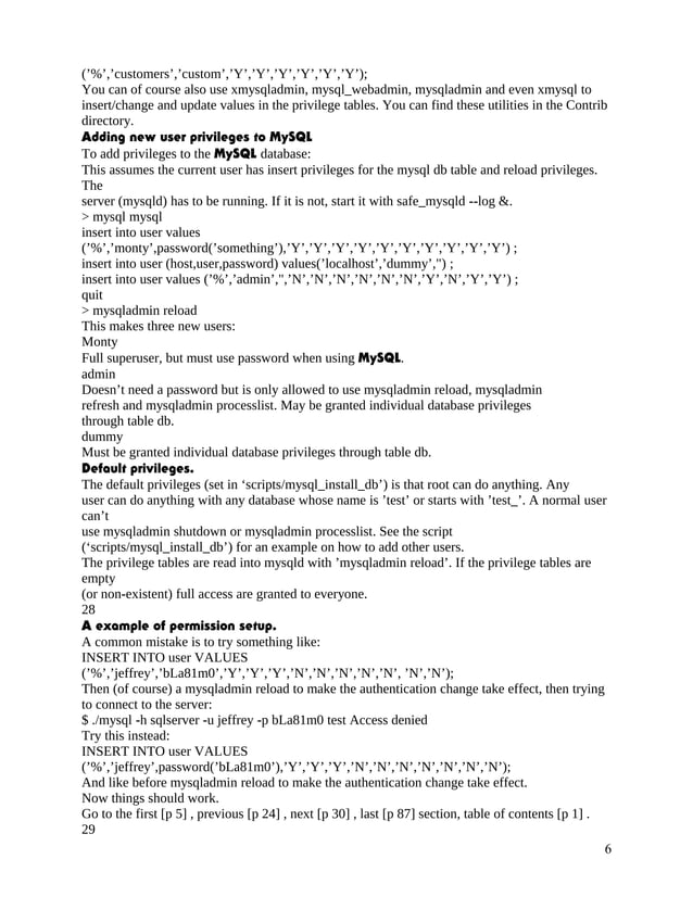 My sql technical reference manual | PDF