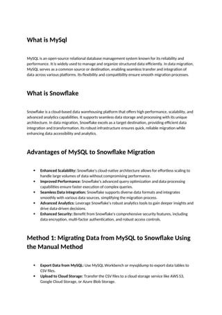 MySQL to Snowflake Migration - Ask On data | PDF