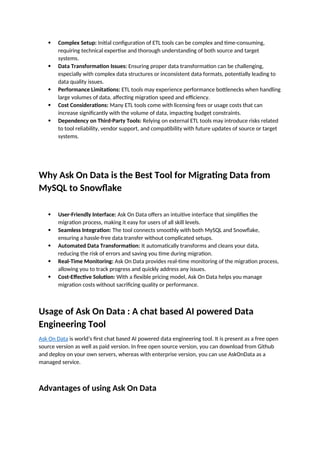 MySQL to Snowflake Migration - Ask On data | PDF