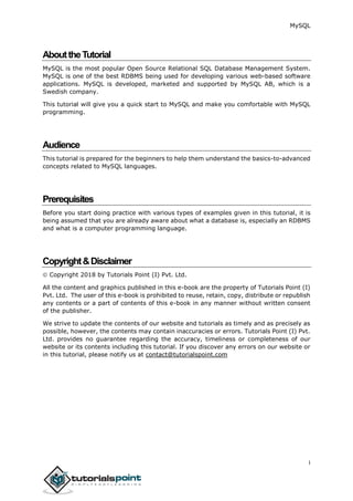 mysql_tutorial.pdf_tutorial for database engineering students | PDF