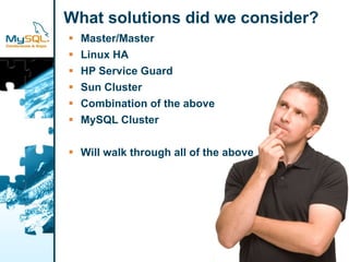 MySQL HA Presentation | PPT