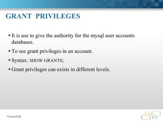 MySQL USER MANAGEMENT,ROUTINES & TRIGGERS. | PDF
