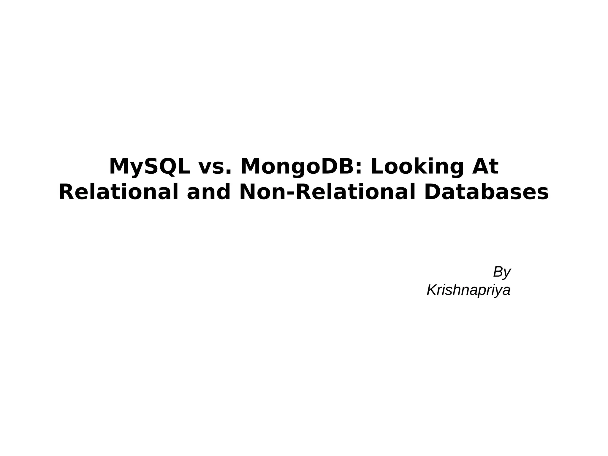 My sql vs mongo | PDF