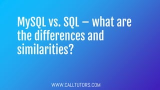 My sql vs sql | PPTX