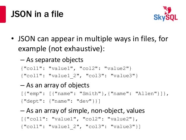 Using JSON with MariaDB and MySQL